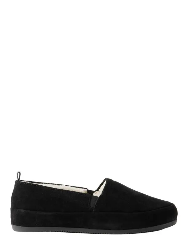 Mulo Shearling-lined Suede Loafers - Black