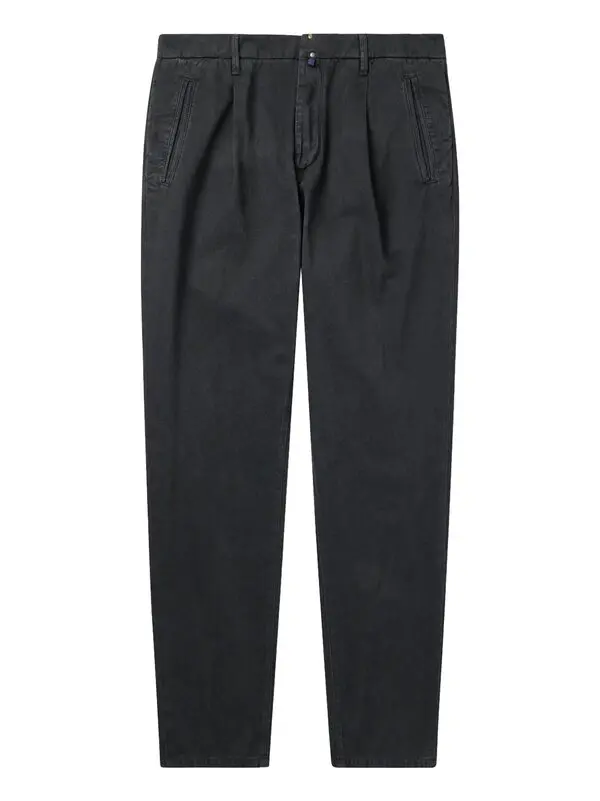 SLOWEAR Incotex Blue Division Straight-leg Cotton And Cashmere-blend Twill Trousers - Black