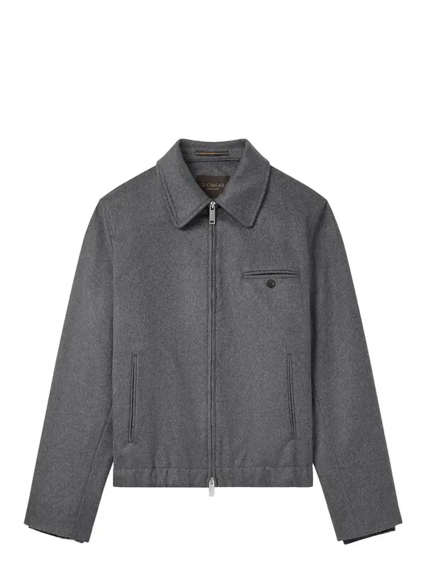 SLOWEAR Incotex Montedoro Brushed Wool-blend Bomber Jacket - Gray
