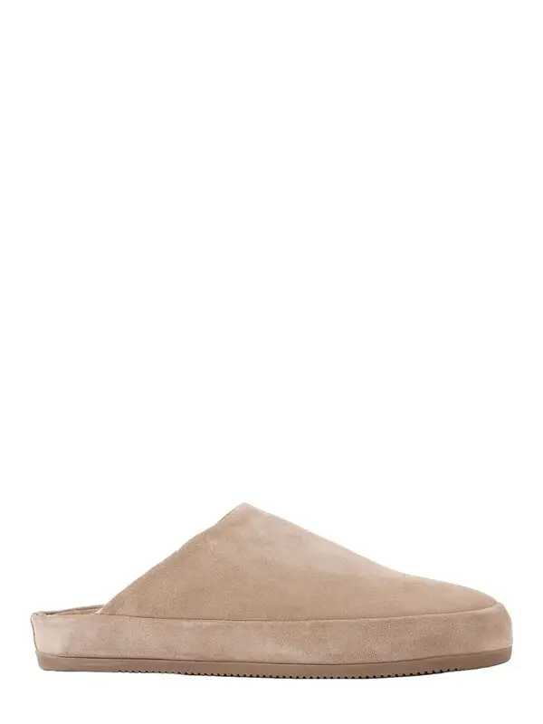 Mulo Shearling-lined Suede Slippers - Brown