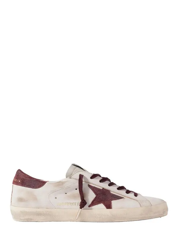 Golden Goose Super-star Distressed Leather Sneakers - White