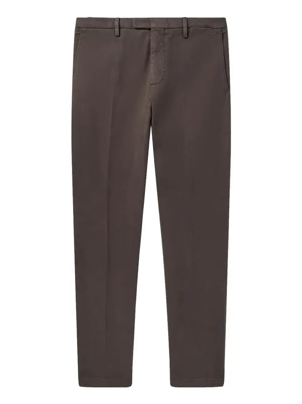 Boglioli Tapered Cotton-blend Twill Trousers - Brown