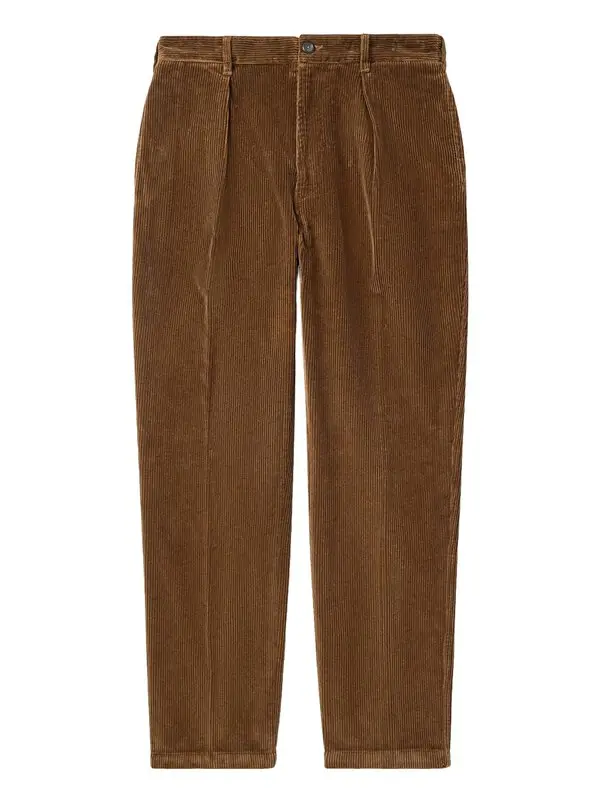 DRAKE'S Straight-leg Cotton-corduroy Trousers - Brown
