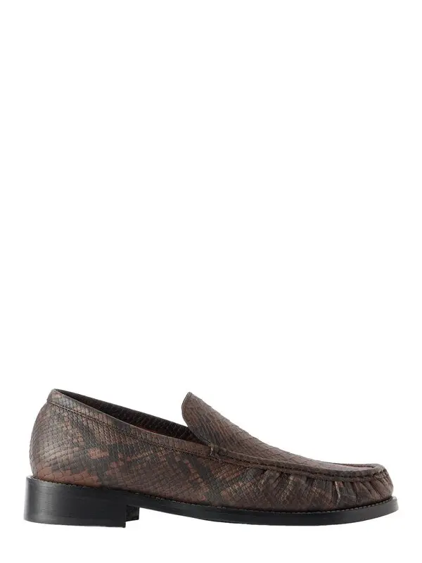 Acne Studios Boafer Python-effect Leather Loafers - Brown