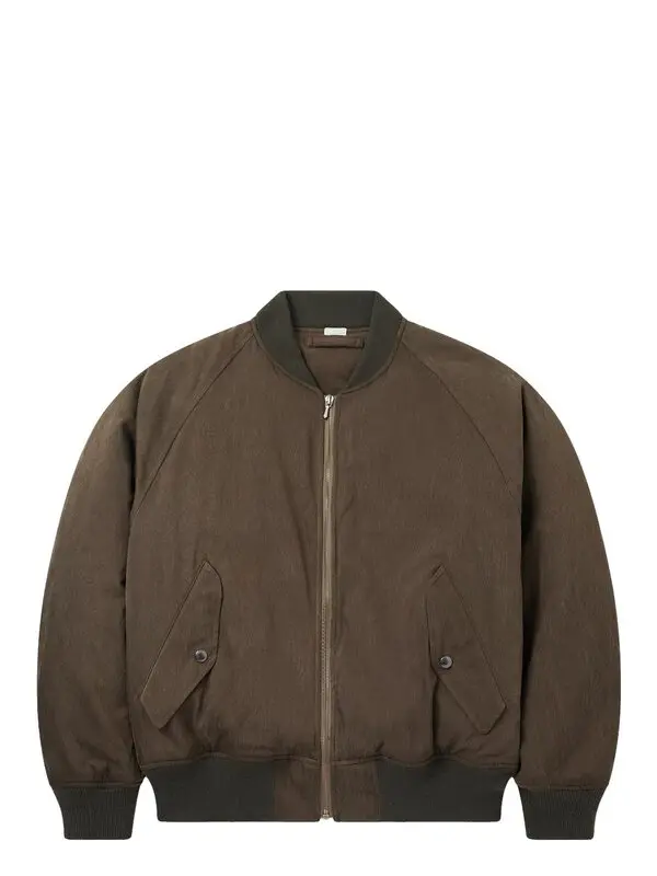 A.PRESSE Padded Silk And Cotton-blend Bomber Jacket - Green