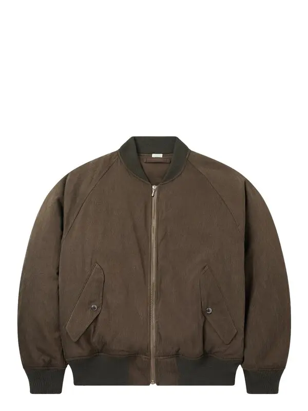 A.PRESSE Padded Silk And Cotton-blend Bomber Jacket - Green