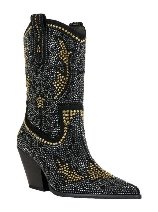 AZALEA WANG Scott Pointed Toe Western Boots - Black
