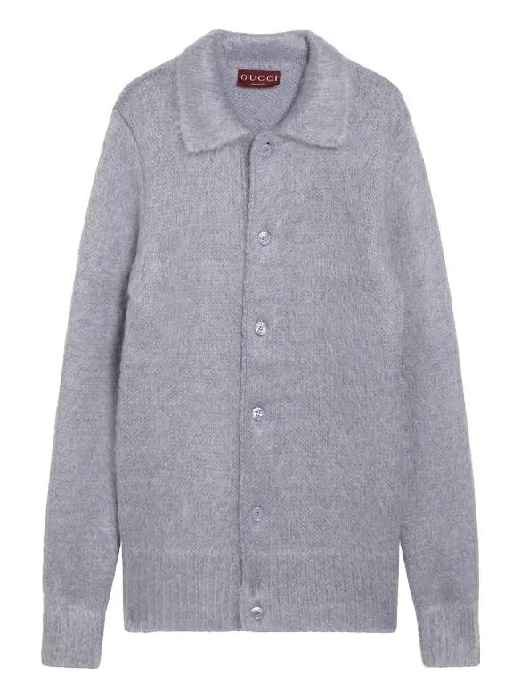Gucci Brushed Mohair Wool Knit Cardigan - Blue