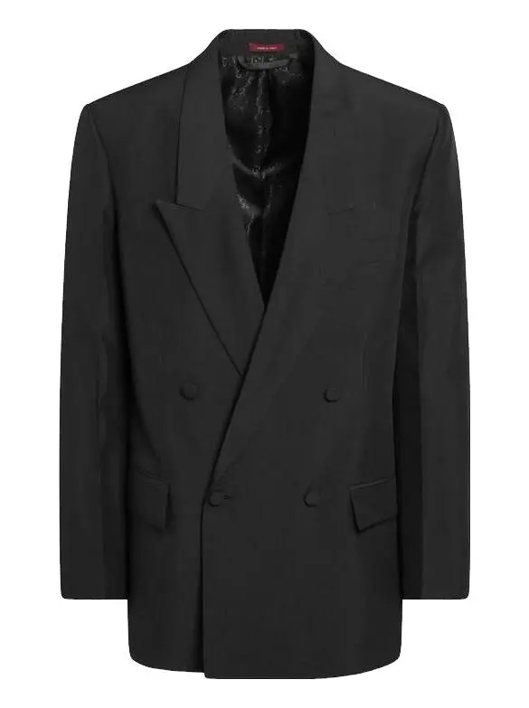 Gucci Double-breasted Jacket In Technical Panama - Black