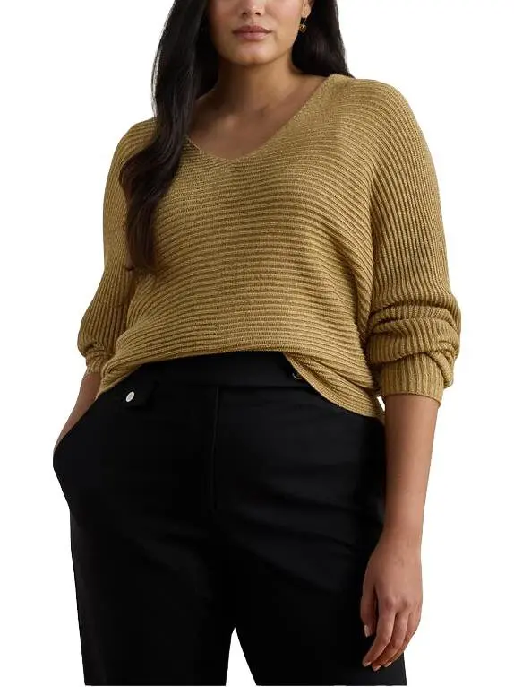 Ralph Lauren Metallic Dolman Sleeve Sweater - Relic Gold Metallic