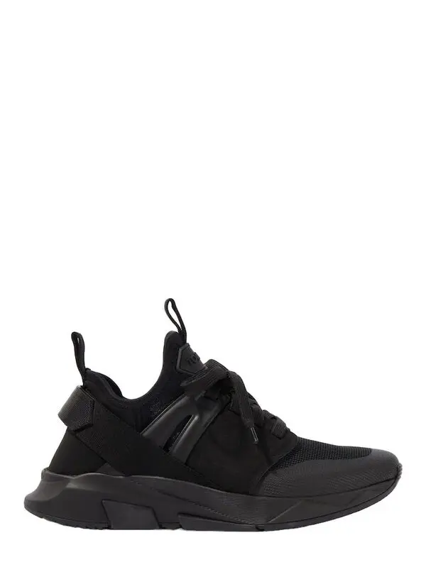 TOM FORD Jago Leather-trimmed Sneakers - Black
