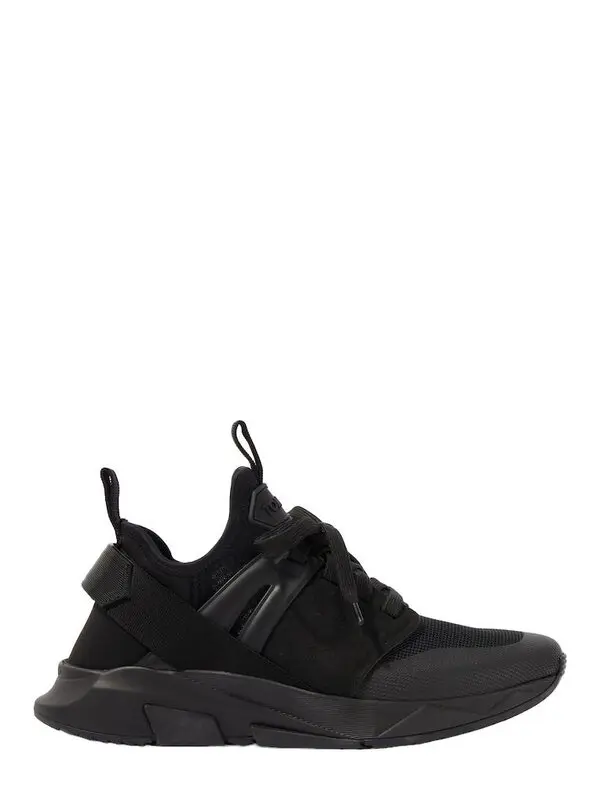 TOM FORD Jago Leather-trimmed Sneakers - Black
