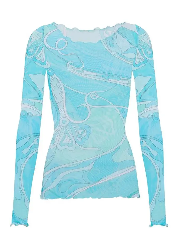 Emilio Pucci Orchidee Sheer Top - Blue