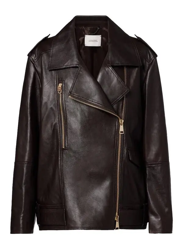 Dorothee Schumacher Sleek Statement Leather Biker Jacket - Brown