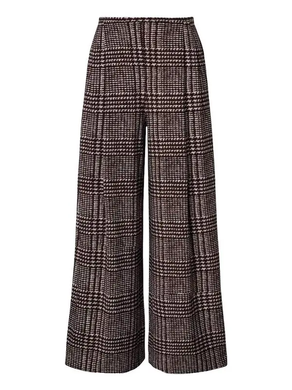 Norma Kamali Prince Of Wales Check Wide-leg Pants - Brown