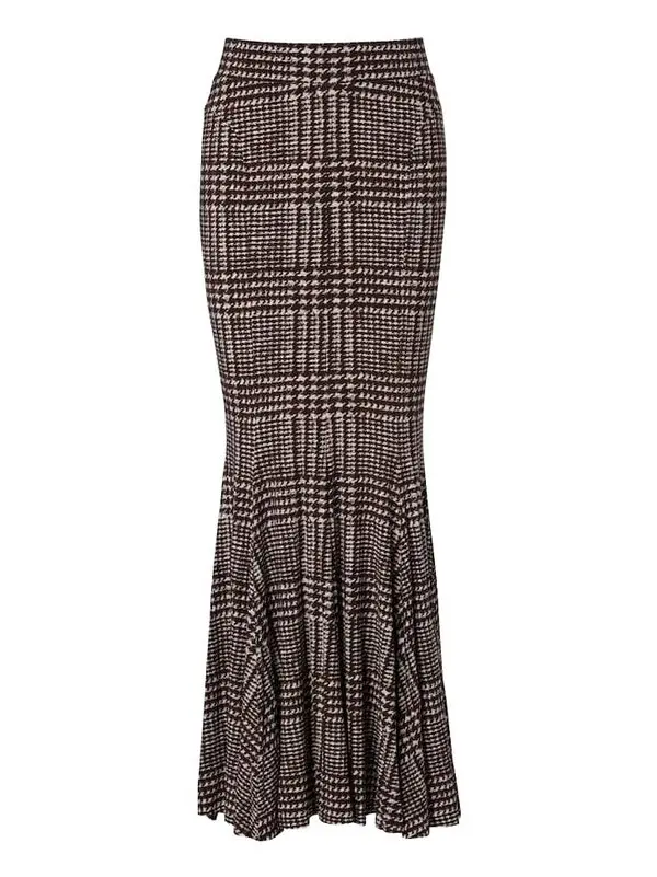 Norma Kamali Prince Of Wales Check Maxi Skirt - Brown