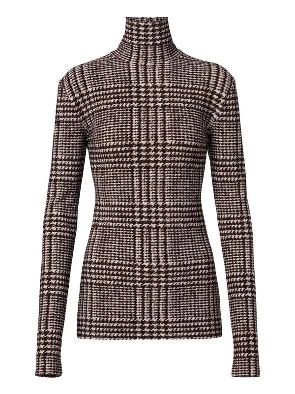 Norma Kamali Prince Of Wales Check Turtleneck Top - Brown