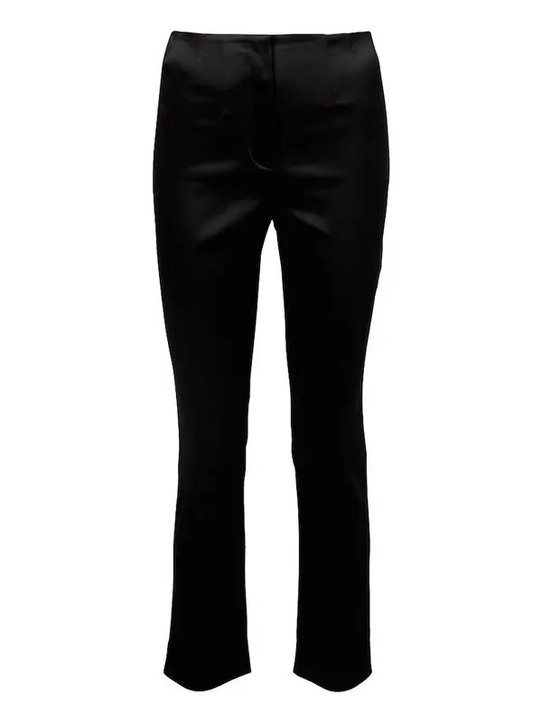Veronica Beard Stila Cropped High-rise Satin Slim Pants - Black