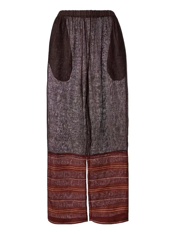 Tory Burch Striped Cropped Linen Pants - Brown