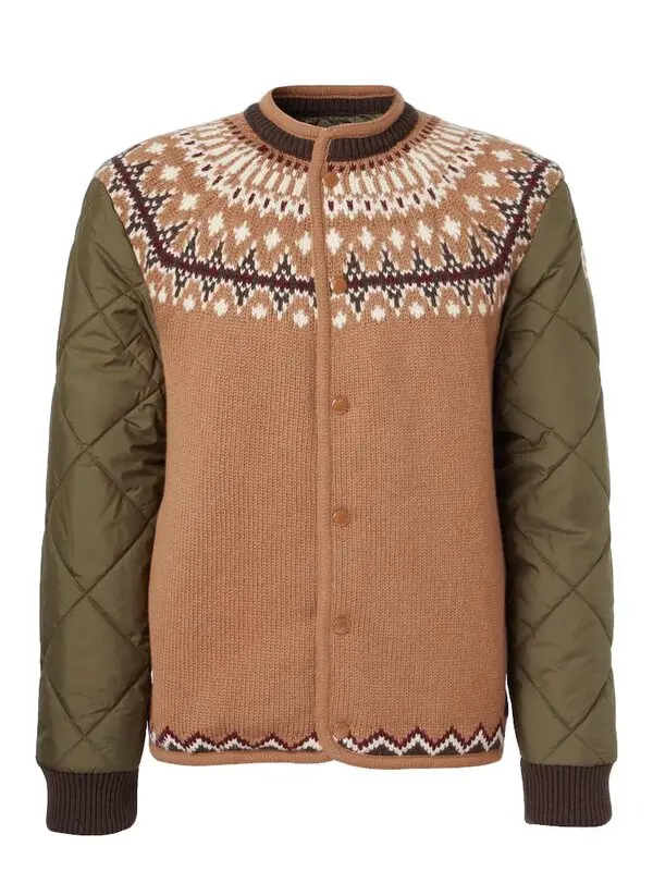 Moncler Wool-blend Jacquard Cardigan - Brown