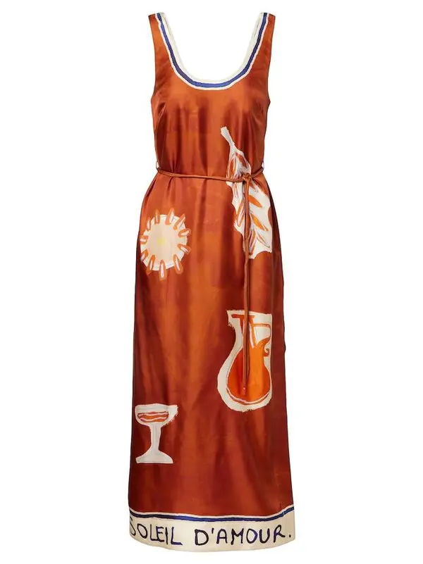ALEMAIS Alémais X Lrnce Soleil D'amour Silk Midi Dress - Multicoloured