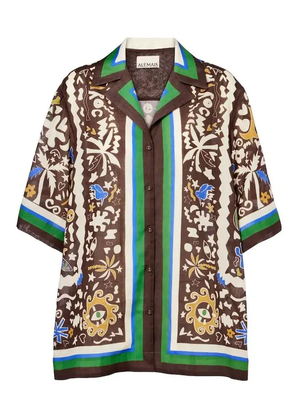ALEMAIS Alémais Maroc Printed Oversized Ramie Shirt - Multicoloured
