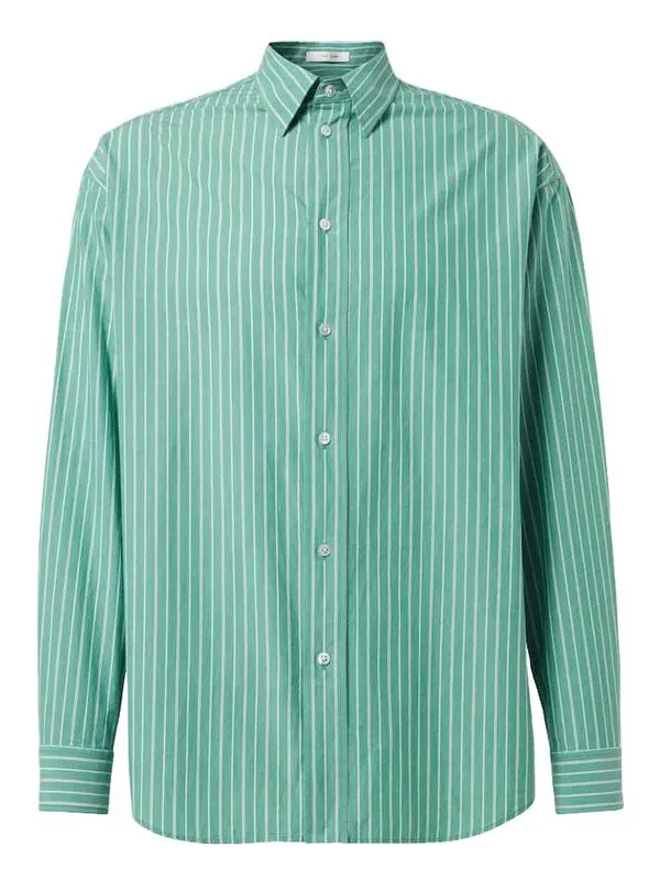 THE ROW Miller Striped Cotton Shirt - Green