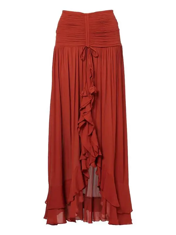 Poupette St Barth Neree Asymmetric Maxi Skirt - Red