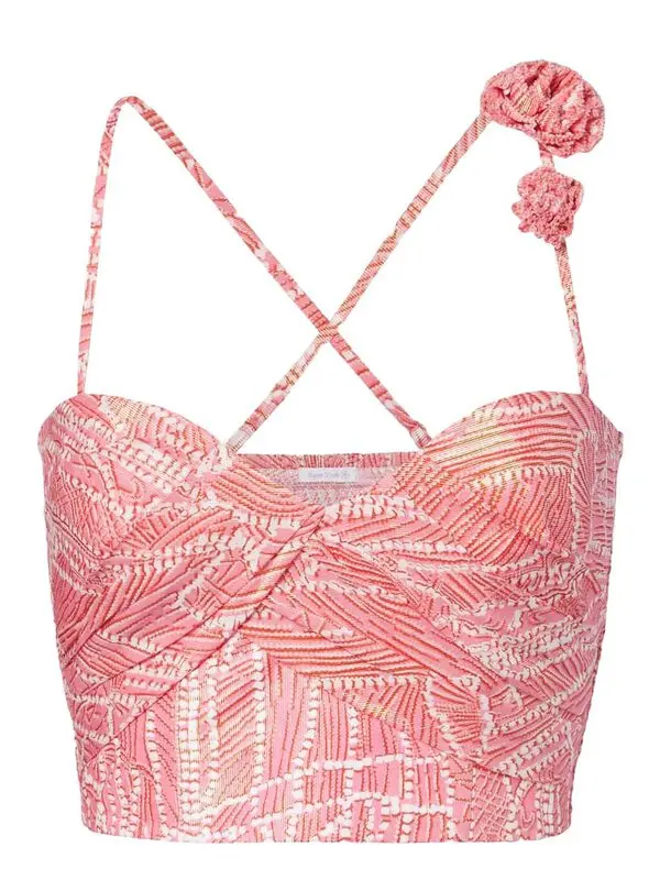 Poupette St Barth Palmire Printed Crop Top - Pink