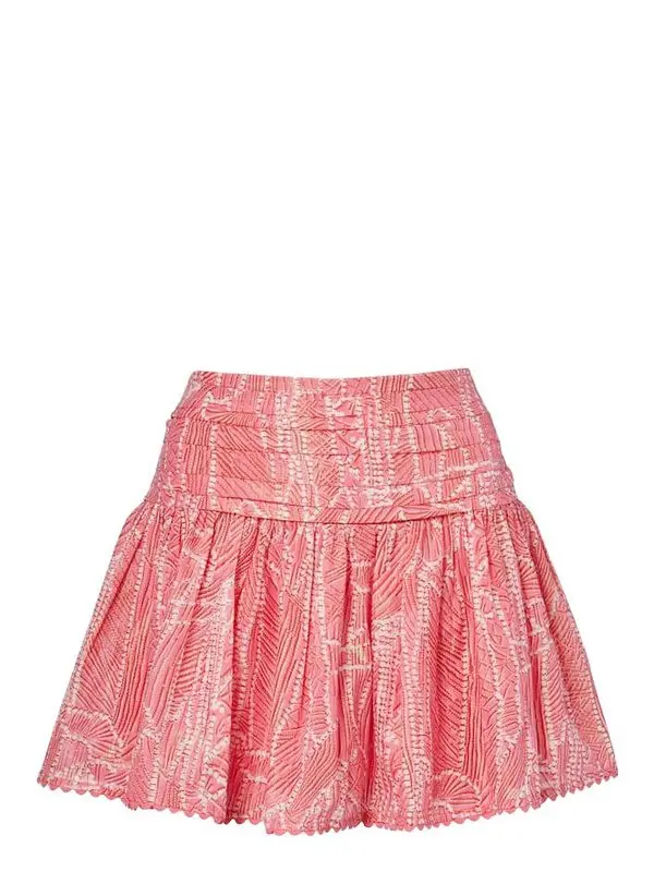 Poupette St Barth Colleen Printed Cotton-blend Lamé Miniskirt - Pink