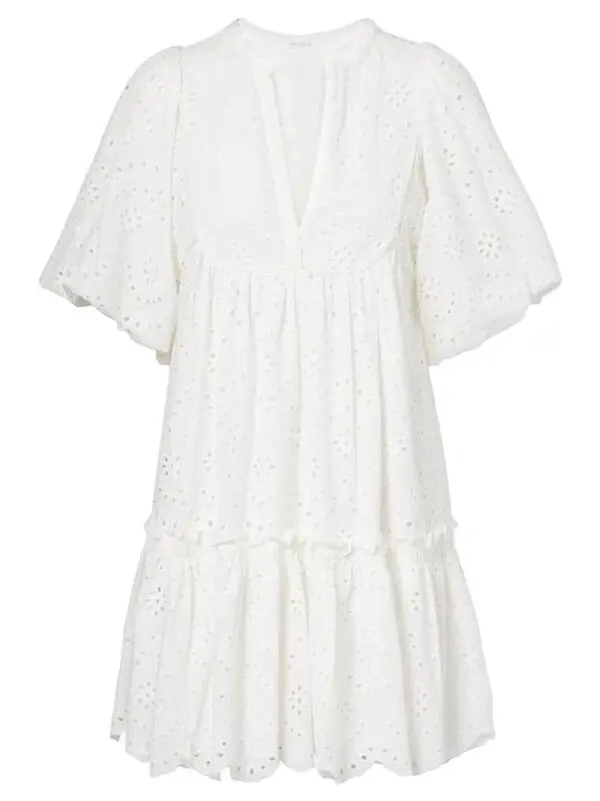 Poupette St Barth Cruz Broderie Anglaise Cotton Minidress - White