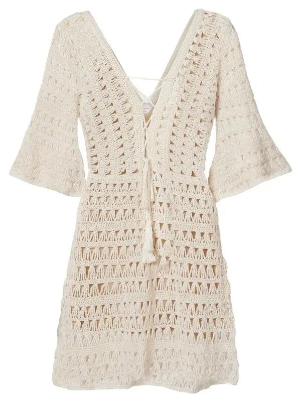 Anna Kosturova Crochet Cotton Minidress - White