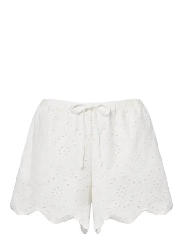 Poupette St Barth Broderie Anglaise Cotton Shorts - White