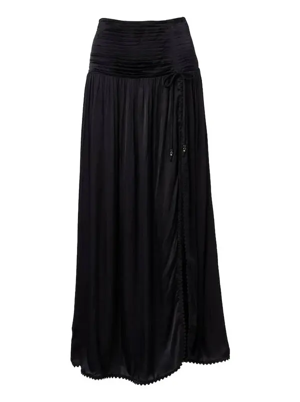 Poupette St Barth Scalloped Maxi Skirt - Black