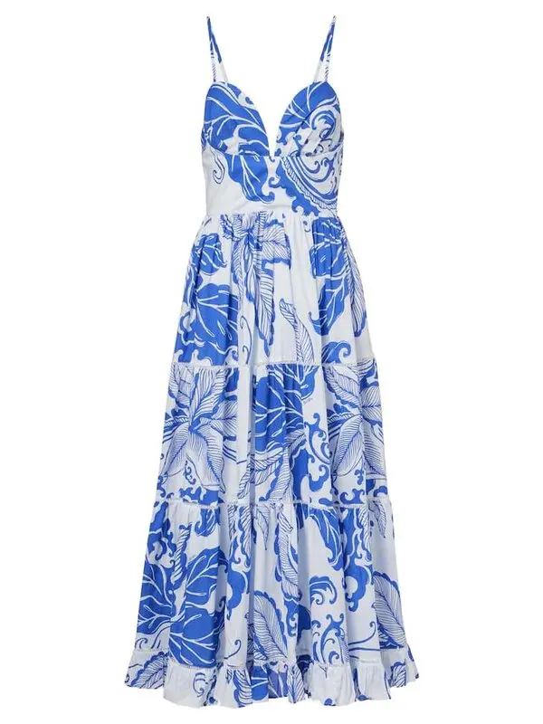 Poupette St Barth Milena Printed Cotton Maxi Dress - Blue