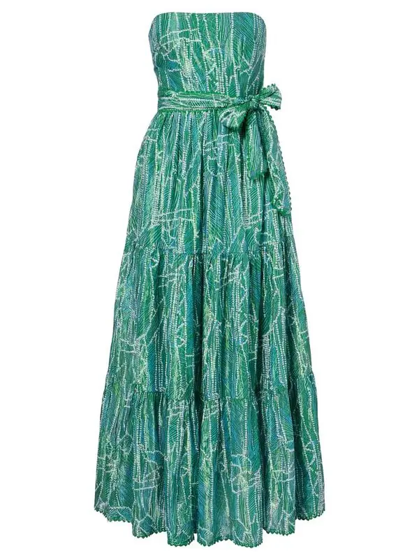 Poupette St Barth Thelma Printed Cotton-blend Maxi Dress - Green