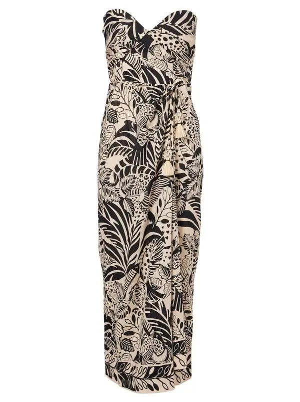 Poupette St Barth Collina Printed Cotton Midi Dress - Black