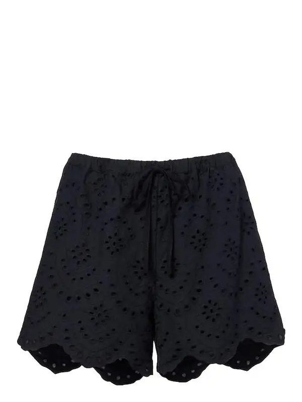 Poupette St Barth Cruse Broderie Anglaise Cotton Shorts - Black