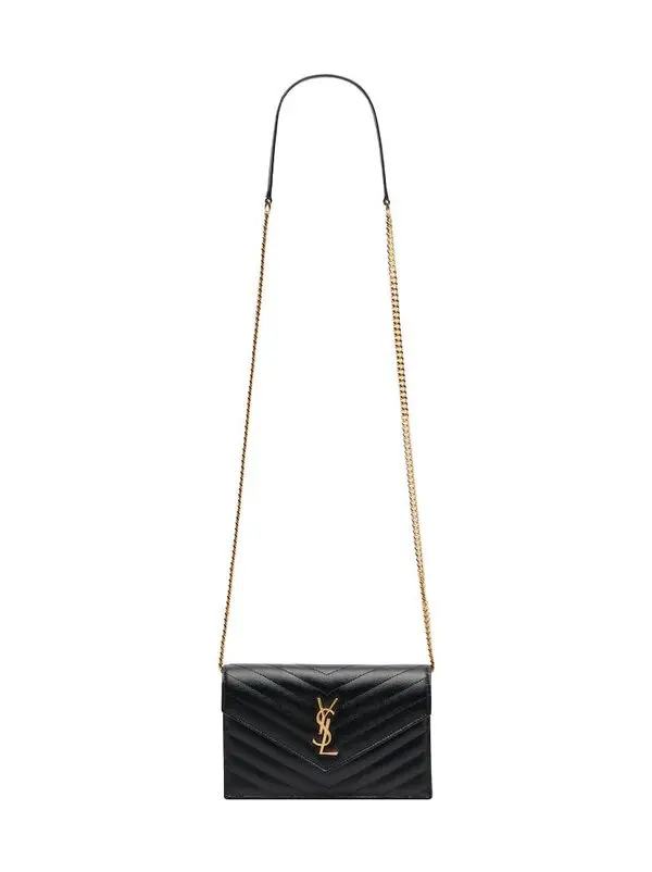 Saint Laurent Cassandre Envelope Small Wallet On Chain - Black