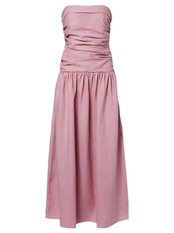 Faithfull The Brand Sacha Strapless Linen Maxi Dress - Pink