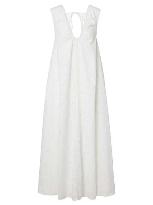 Faithfull The Brand Juana Broiderie Anglaise Maxi Dress - White
