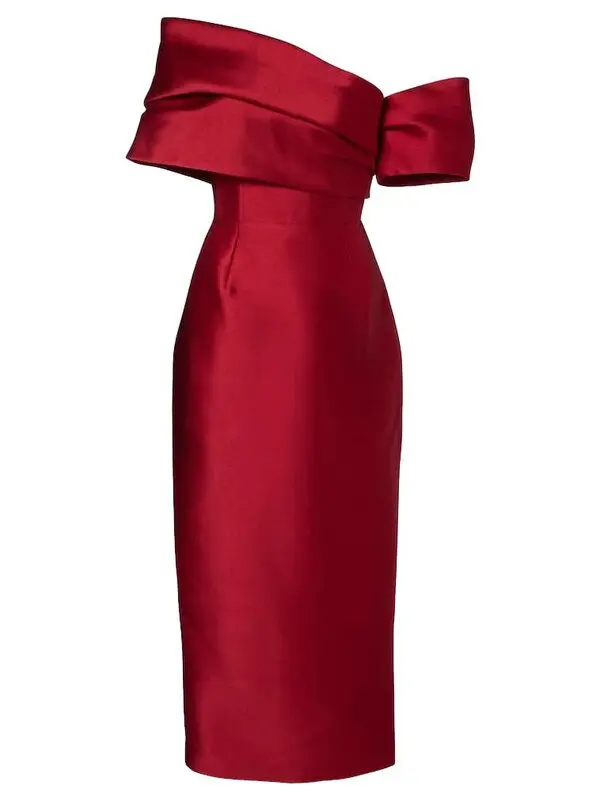 Solace London Mirla Off-shoulder Satin Cocktail Dress - Red