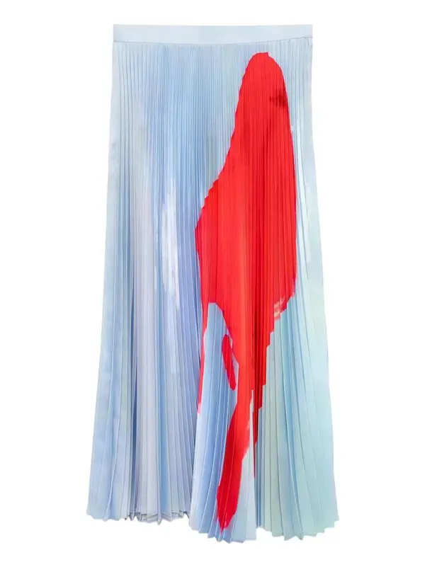 ENFOLD Graphic-print Pleated Skirt - Blue