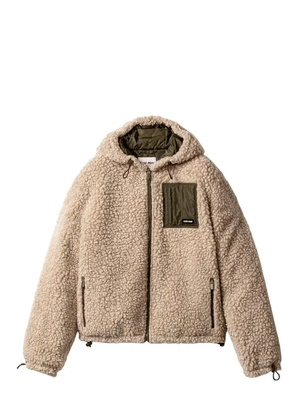 Miu Miu Medium-weight Teddy Down Jacket - Lime/military