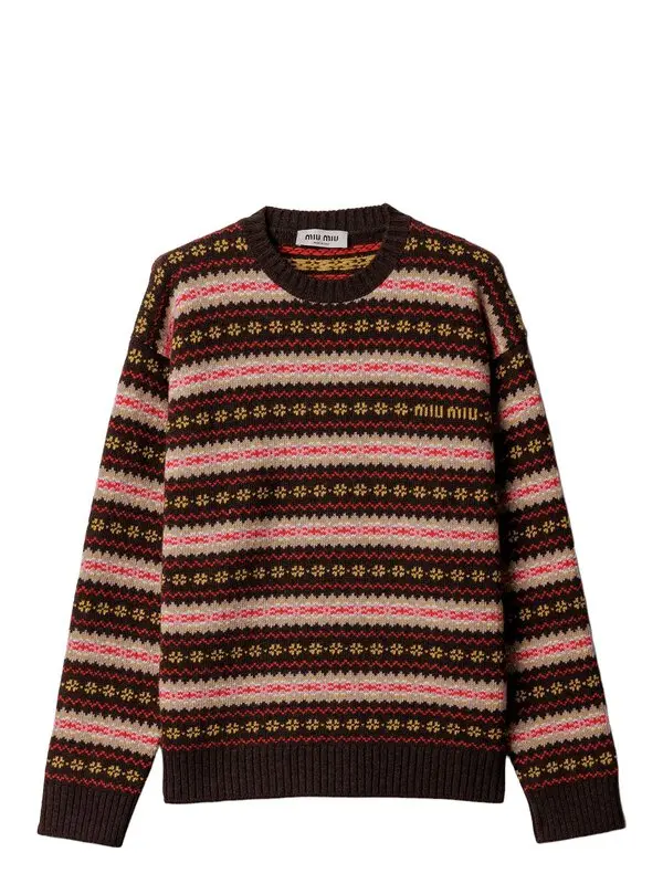 Miu Miu Wool Crew-neck Sweater - Dark Brown