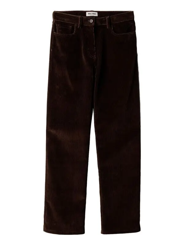Miu Miu Corduroy Wide Leg Pants - Cocoa Brown