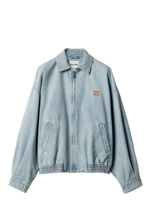 Miu Miu Chambray Blouson Jacket - Light Blue
