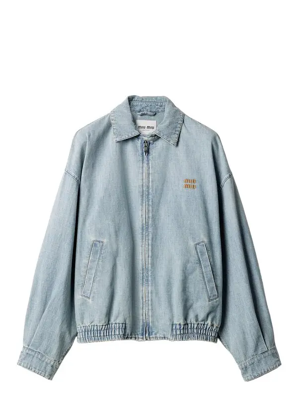 Miu Miu Chambray Blouson Jacket - Light Blue