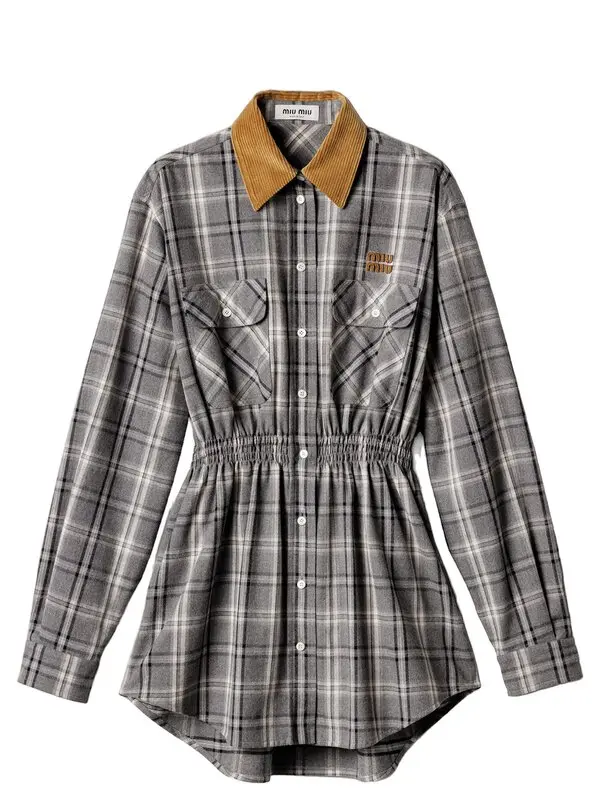 Miu Miu Flannel Mini-dress - Slate Gray