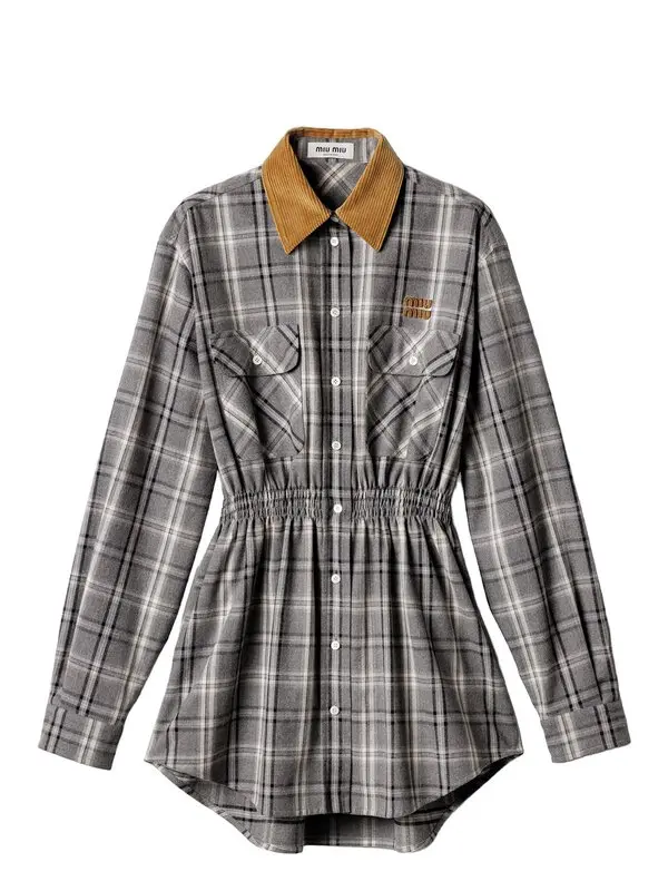 Miu Miu Flannel Mini-dress - Slate Gray
